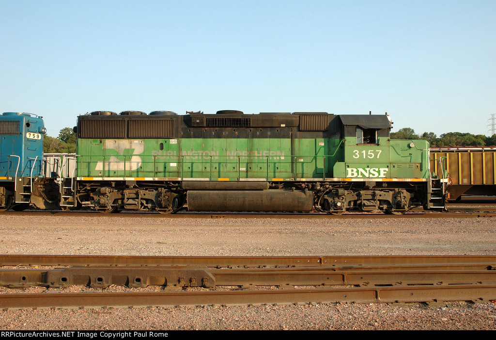 BNSF 3157, EMD GP50, at Gibson Yard